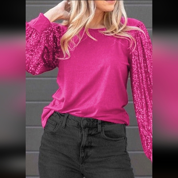 The Savvy Jean Boutique | Tops | Womens Sequin Pink Top | Poshmark